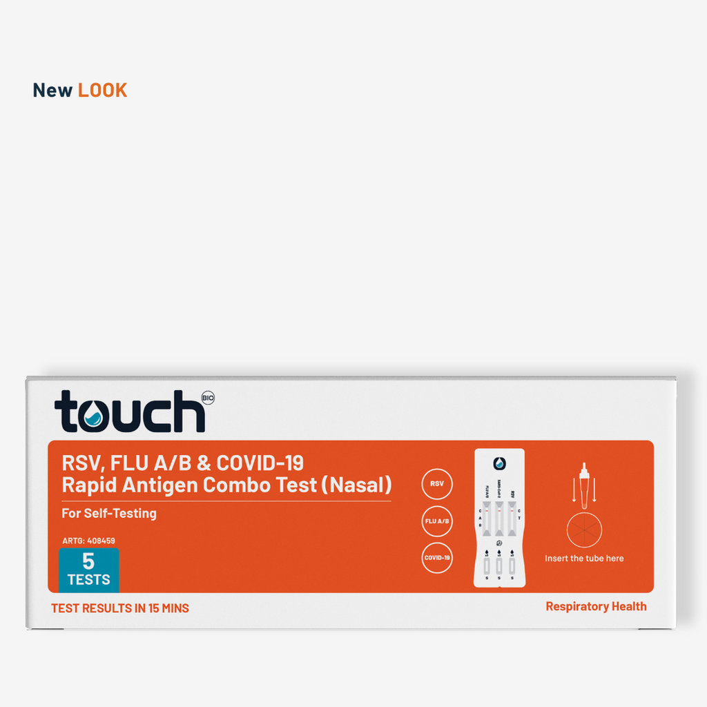 RSV, Flu A/B & COVID-19 Rapid Antigen Test | 5 Tests Kit | TouchBio