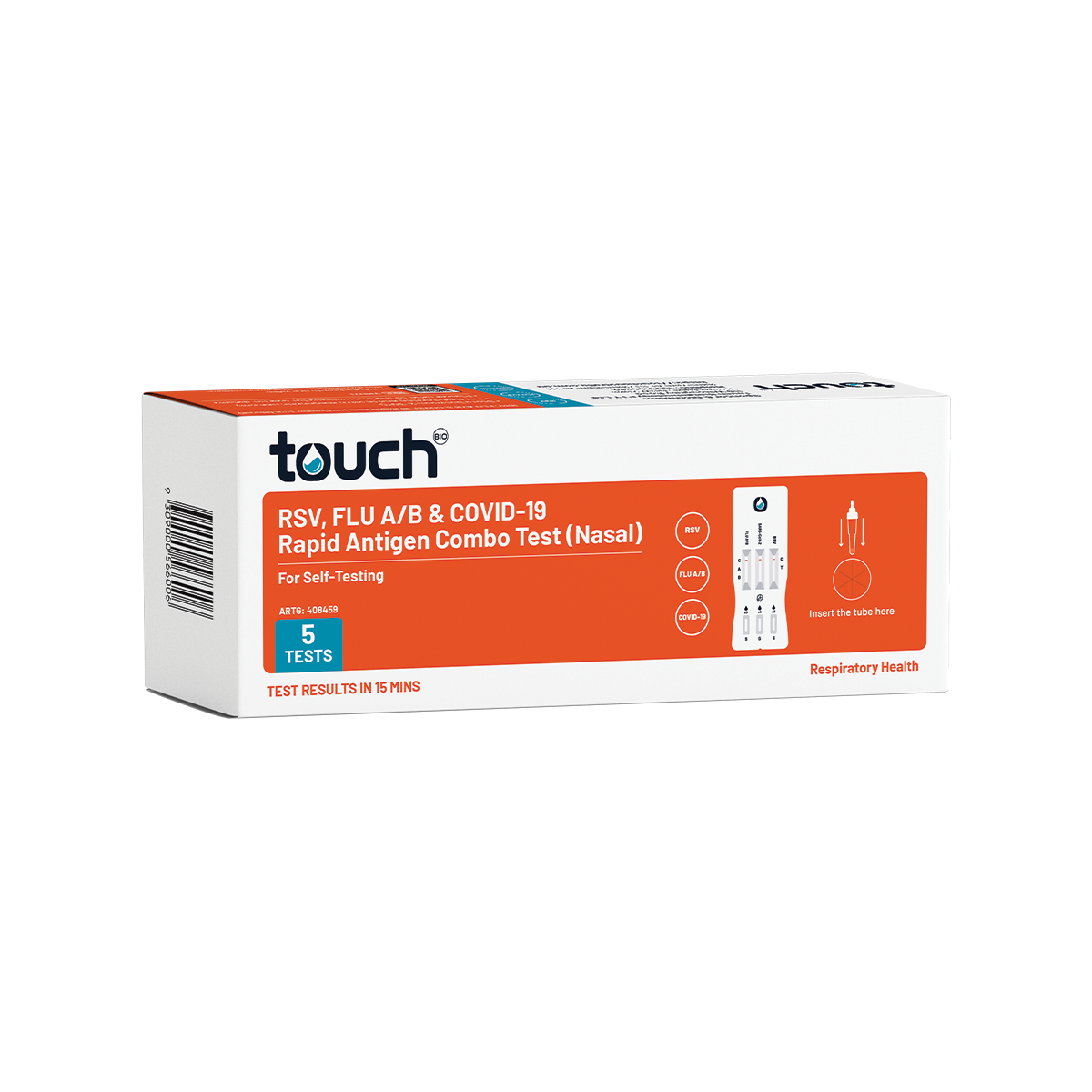 RSV, Flu A/B & COVID-19 Rapid Antigen Test | 5 Tests Kit | TouchBio