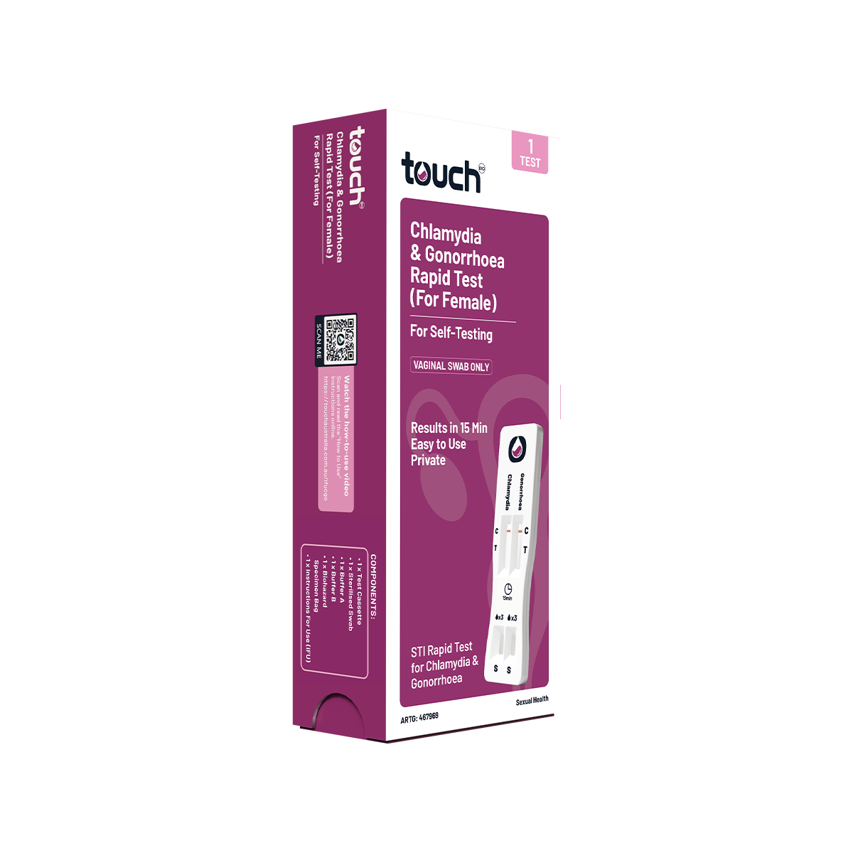 TouchBio Chlamydia & Gonorrhoea Test (For Female) 1 Pack - Self-Test