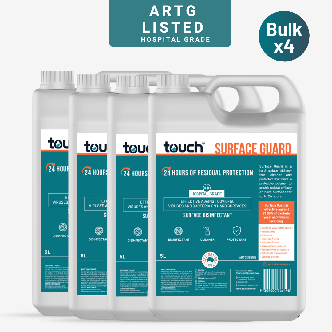 4 x Surface Guard | Surface Disinfectant Spray | 5L Bulk | TouchBio